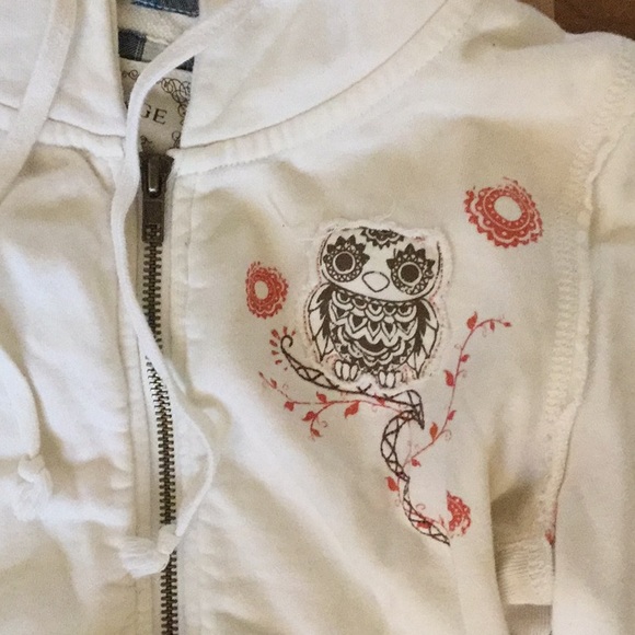 Tops | Heritage Zip Up Off White Hoodie With Owl | Poshmark